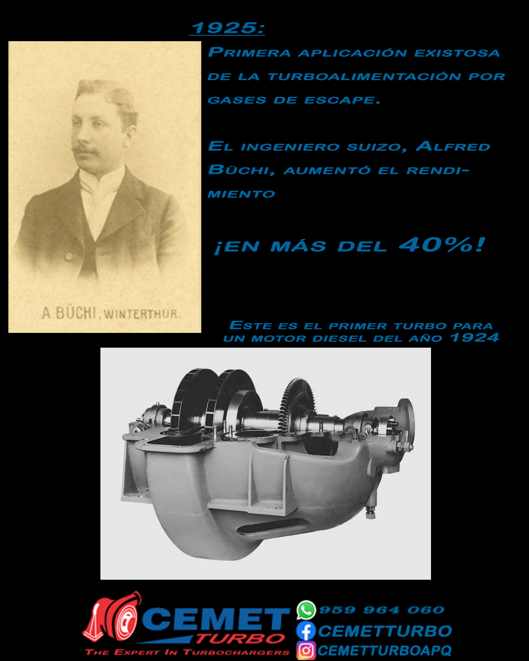1925: turbo aumenta rendimiento en más del 40% - CEMET TURBO